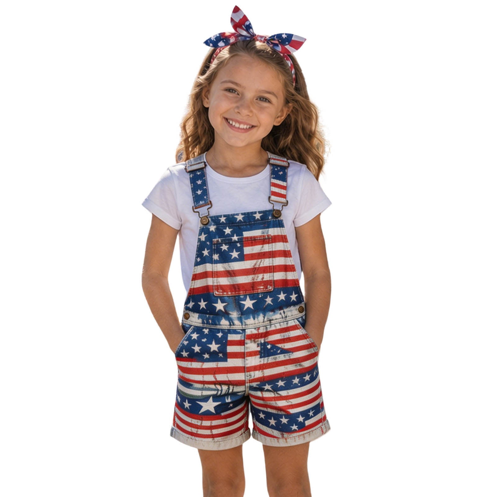 JAJAHO Boys Girls Overall Shorts Independence Day Adjustable Straps ...
