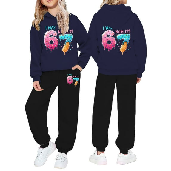 JAJAHO Boys Girls Track Suit 2 Piece Outfits 67 Letter Print Long ...