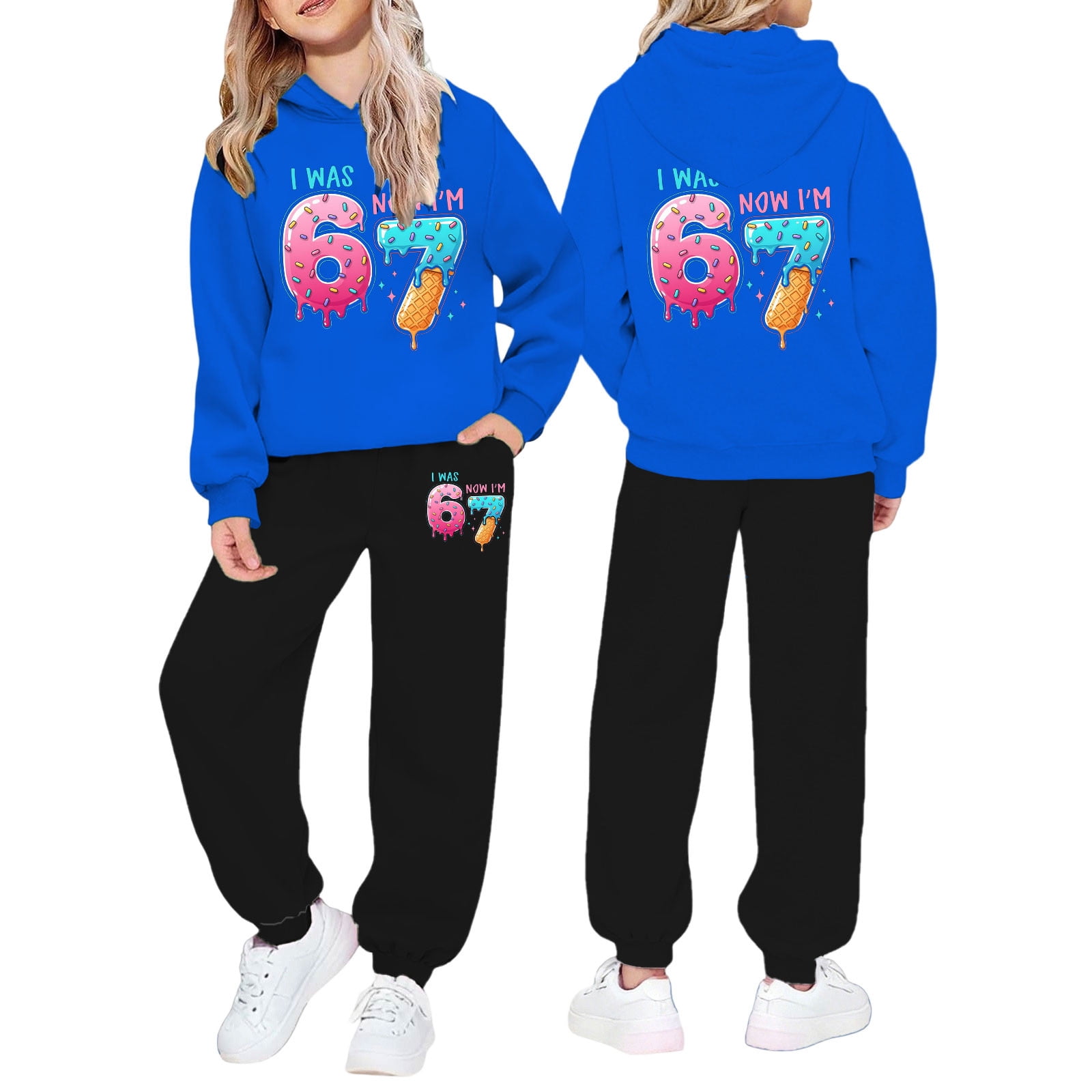JAJAHO Boys Girls Track Suit 2 Piece Outfits 67 Letter Print Long ...