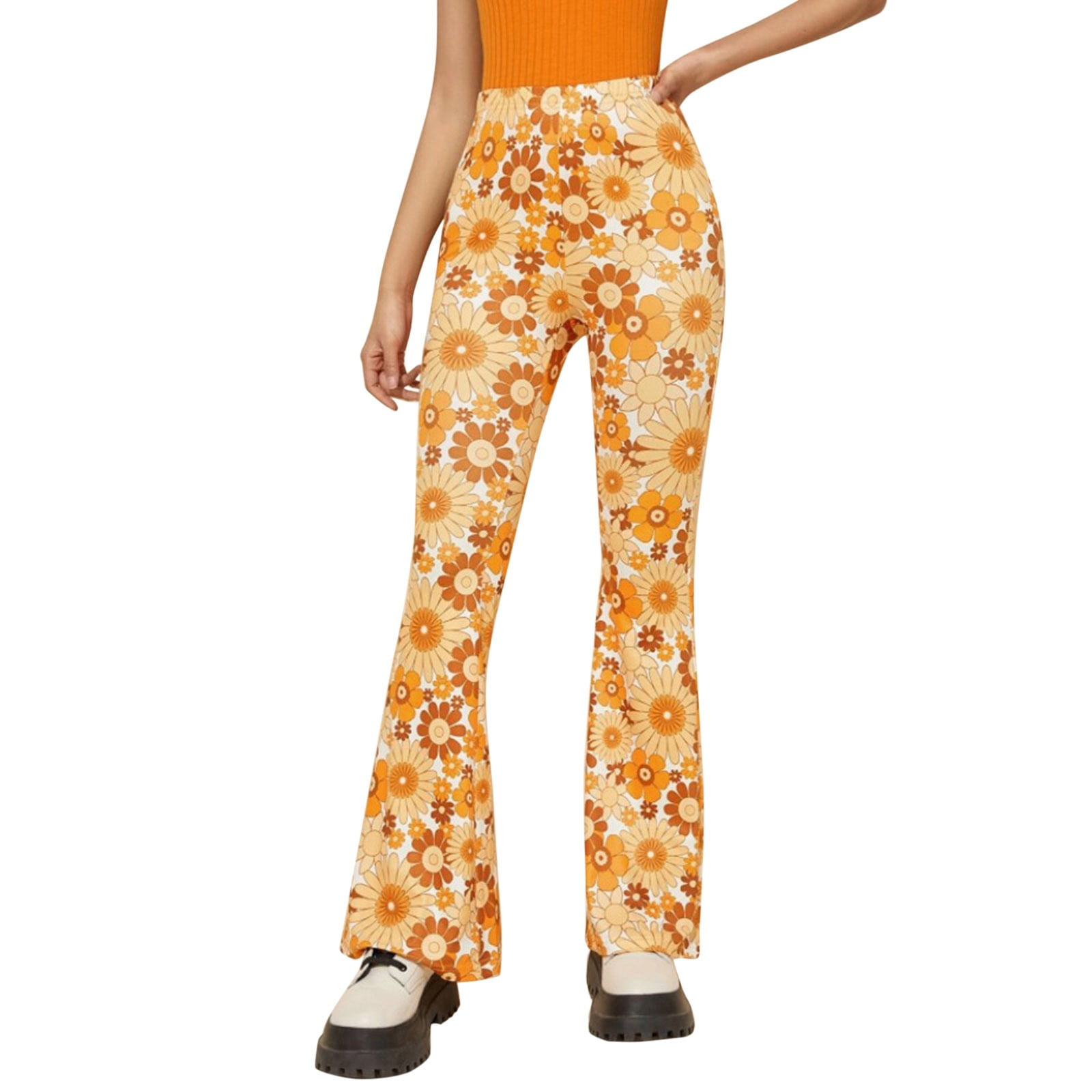 JAJAHO Floral Flared Pants For Women Casual Comfortable Summer Beach ...