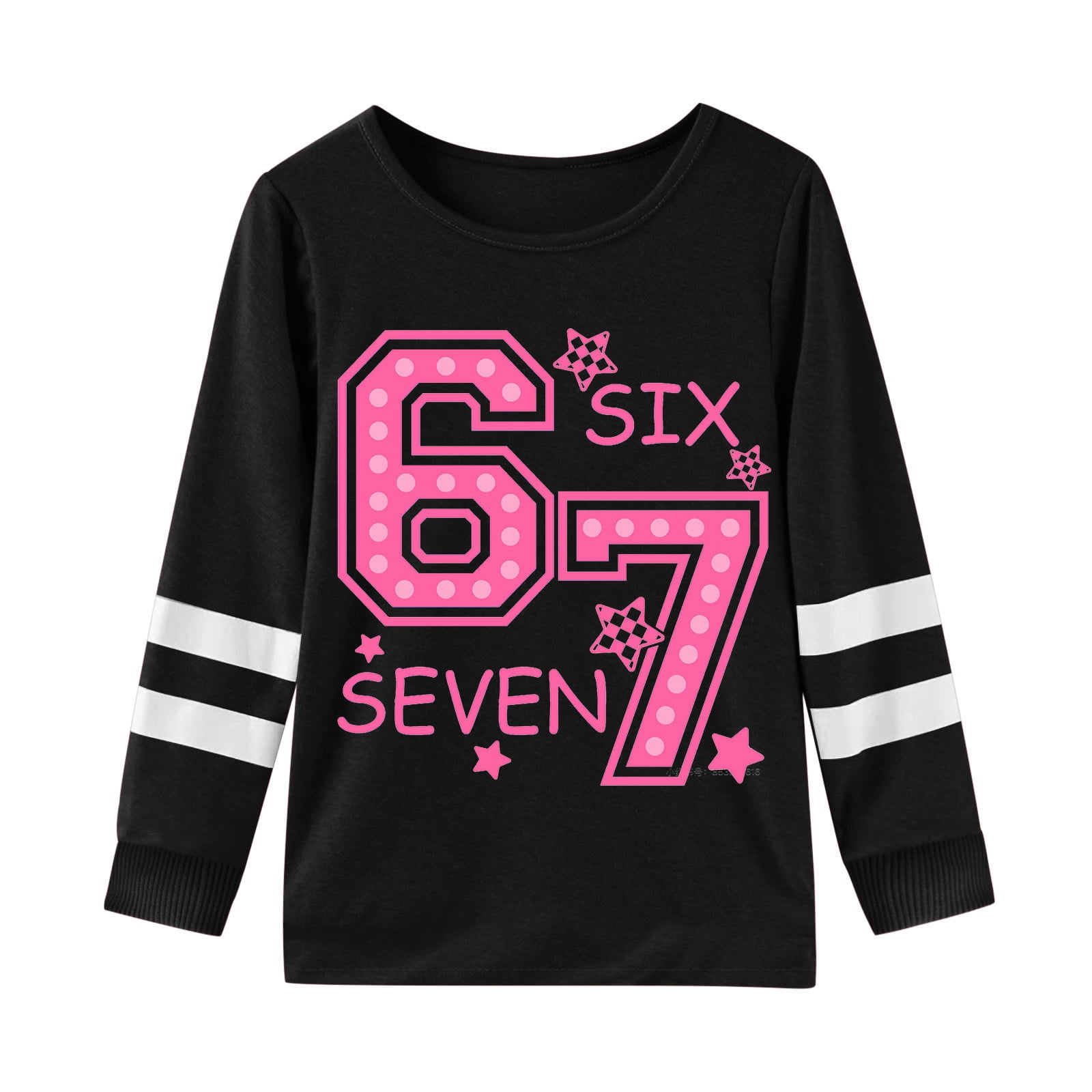 JAJAHO Girls Long Sleeve 67 Shirt Number Print Crewneck Tunic Pullover ...