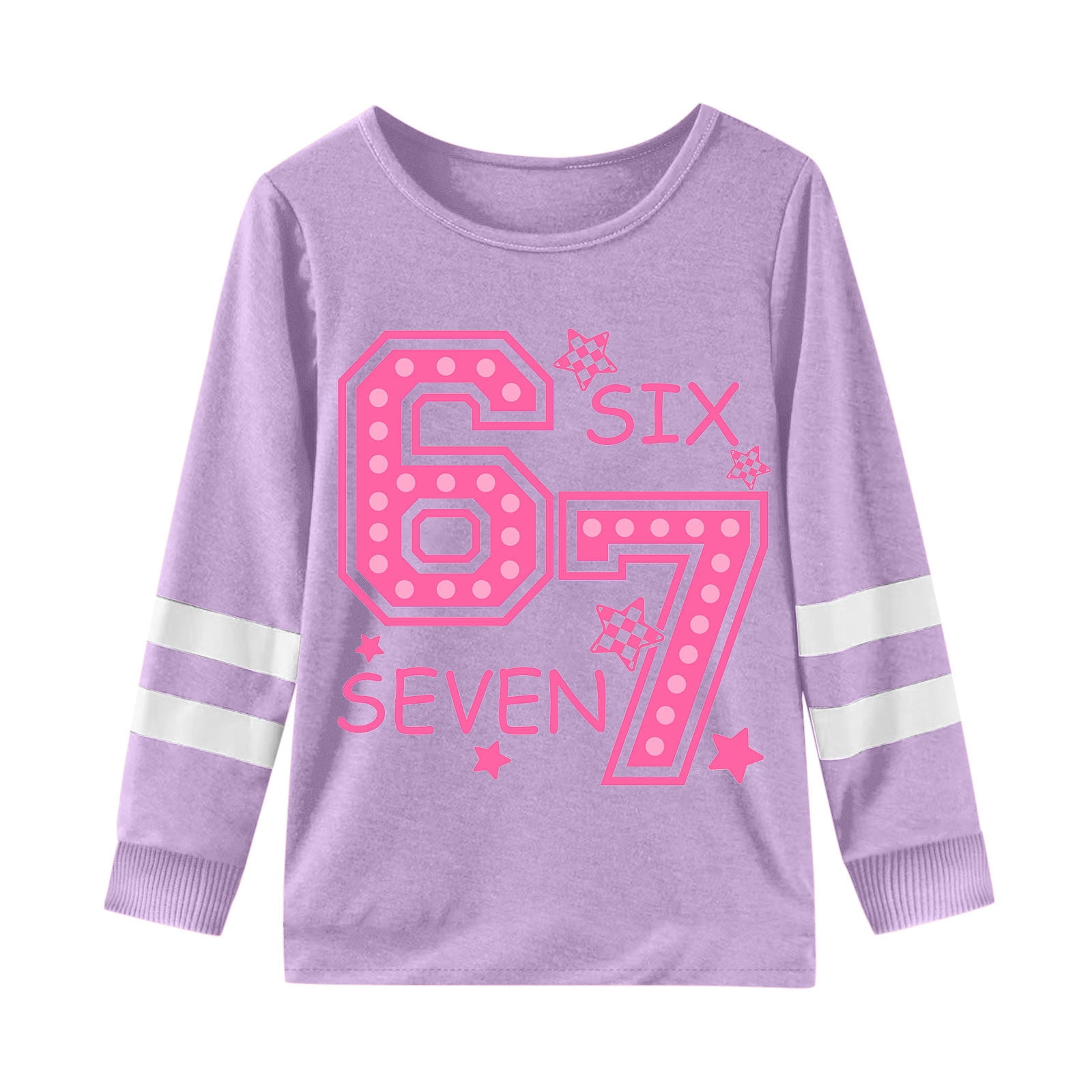 JAJAHO Girls Long Sleeve 67 Shirt Number Print Crewneck Tunic Pullover ...