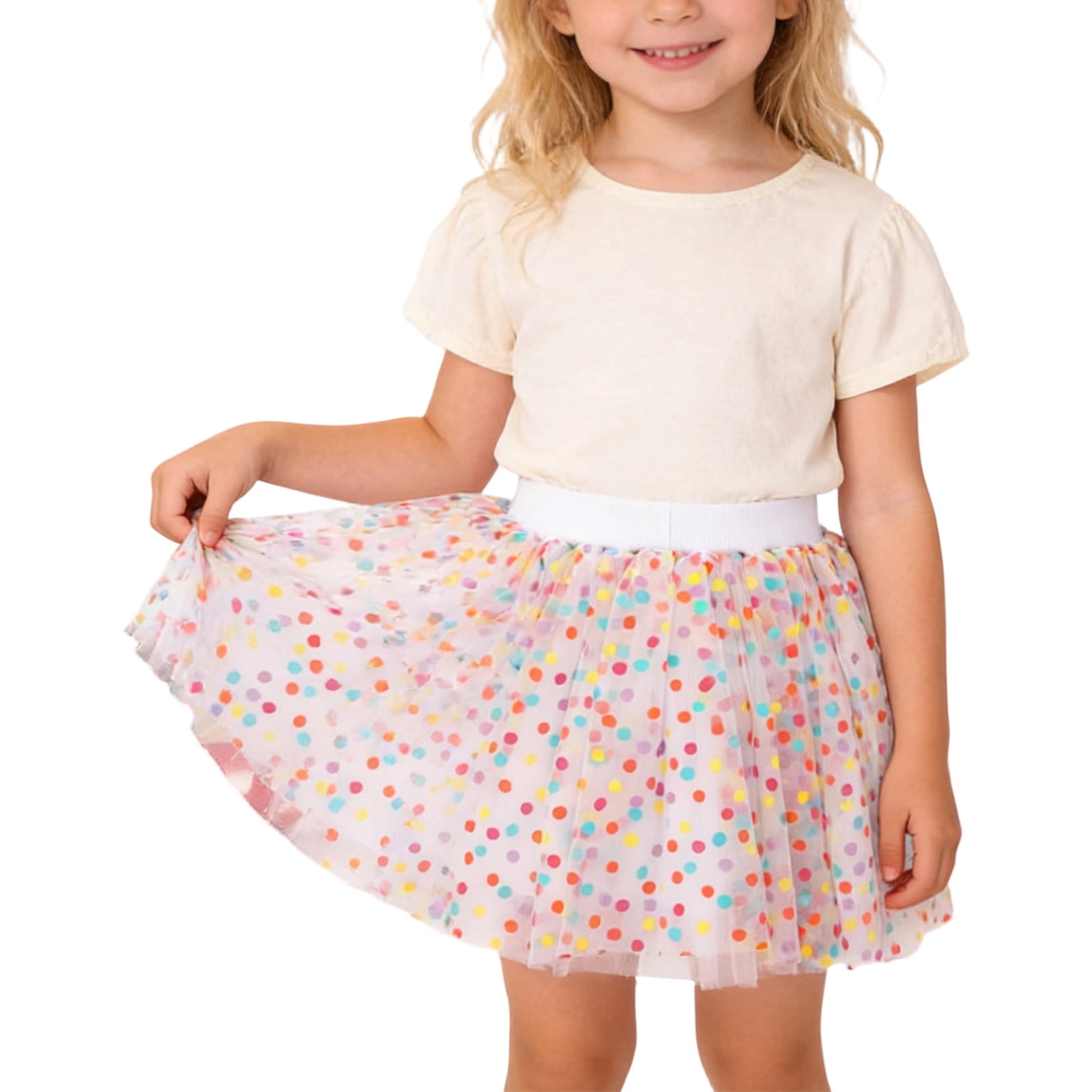 JAJAHO Girls Polka Dot Tutu Skirt Kids Layered Dance Party Skirt Tulle ...