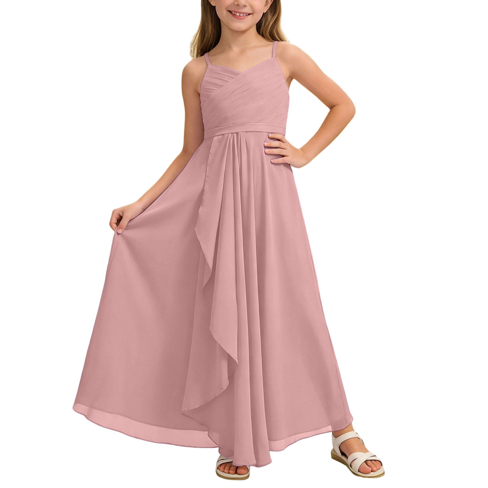 JAJAHO Girls Summer Maxi Dress Formal Dresses For Girl A Line Flowy ...
