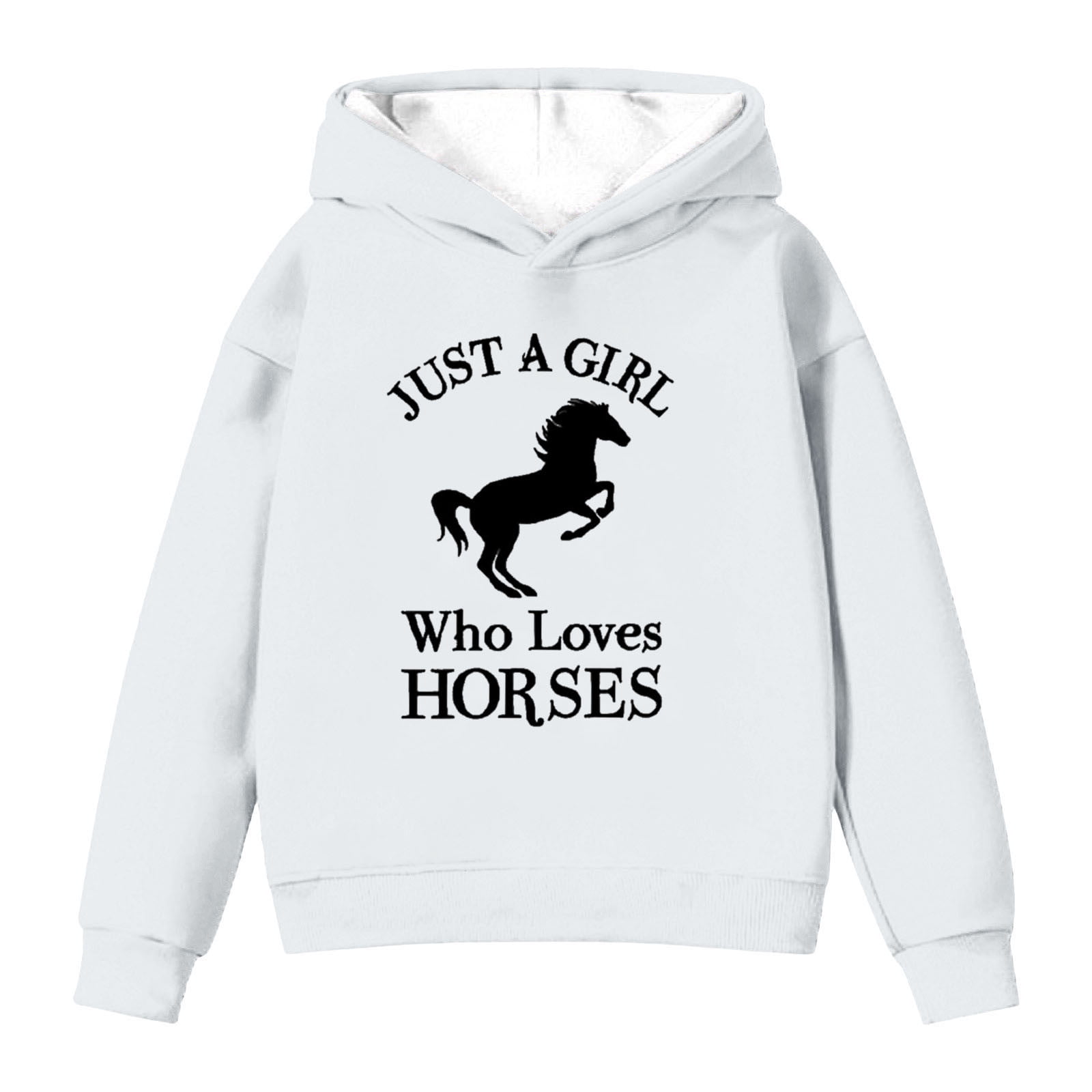 JAJAHO Hoodies For Girl Sweatshirts Horse Print Loose Fit Spring Fall ...