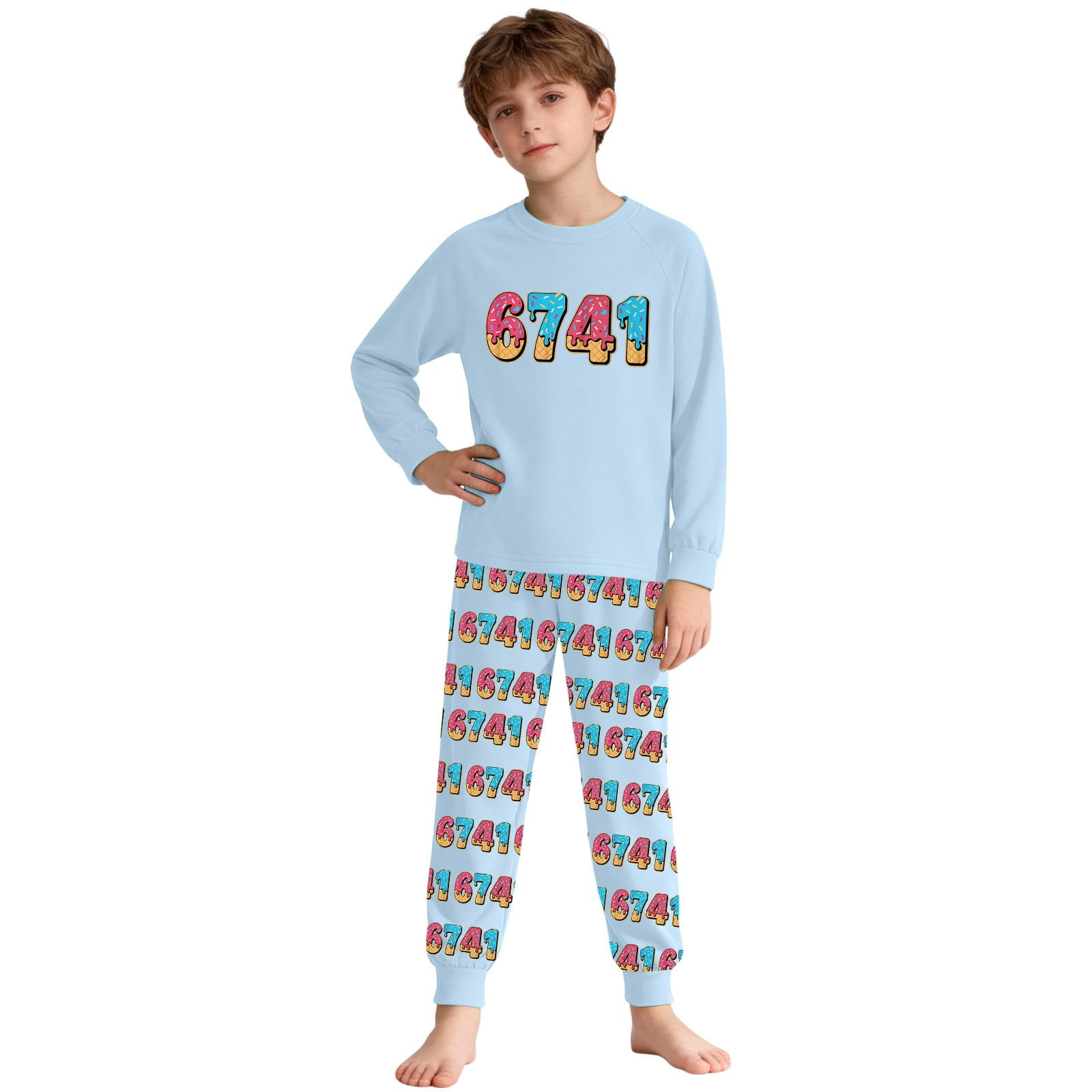 JAJAHO Kids Long Sleeve Shirts Pants Set Boys Girls Soft 2PCS Home ...