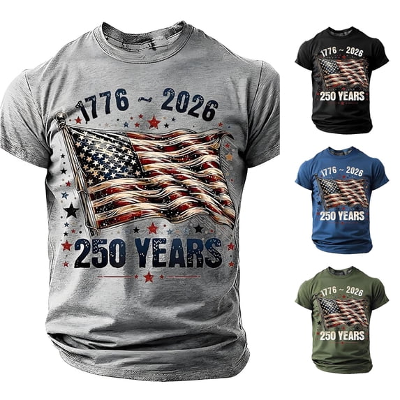 JAJAHO Mens United States 250 Years T Shirt 1776-2026 Anniversary Short ...