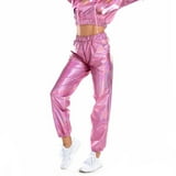 JAJAHO Metallic Pants For Women Nightout Club Streetwear Cool Shiny ...
