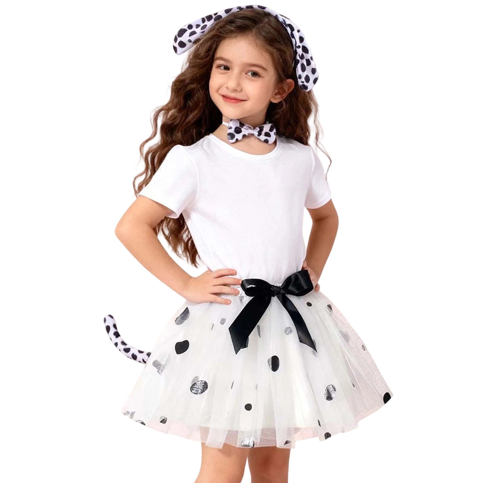 JAJAHO Polka Dot Tutu Skirt Set Girls Tulle Ballet Fluffy Skirts With ...