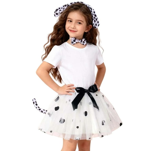 JAJAHO Polka Dot Tutu Skirt Set Girls Tulle Ballet Fluffy Skirts With ...