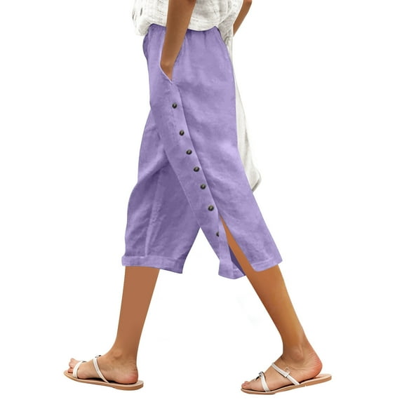 JAJAHO Sweatpants Womens Carpi Pants Solid Color Elastic Waist ...