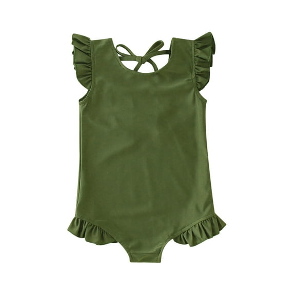 JAJAHO Toddler Summer Girls One Piece Swimsuit Solid Color Ruffles ...