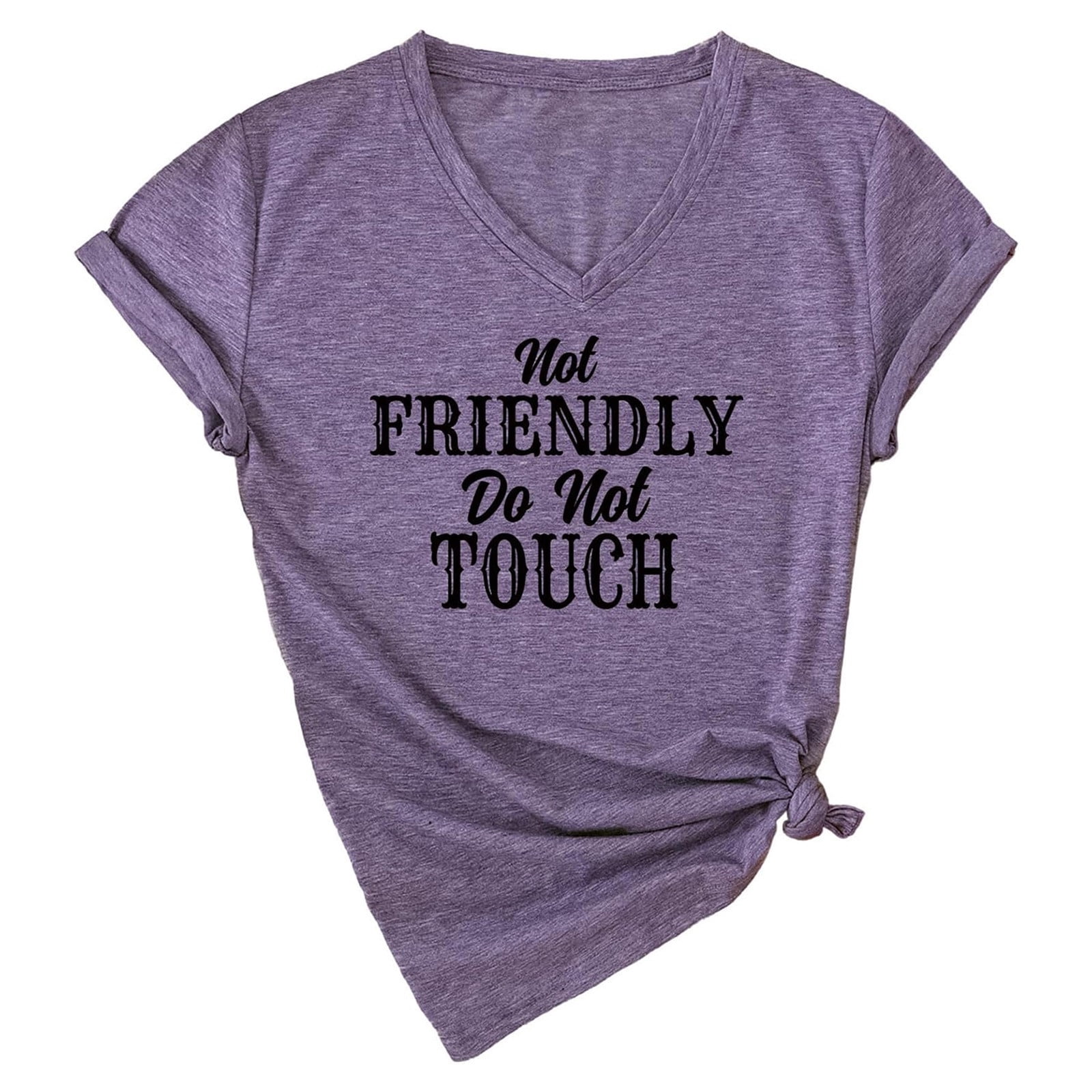 JAJAHO V Neck T Shirts For Women Letter Print Soft Casual Short Sleeve ...