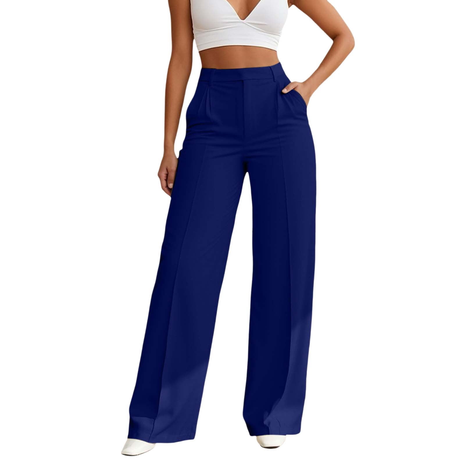 JAJAHO Women's Casual Dress Pants Wide Leg High Waisted Soft Stretchy ...