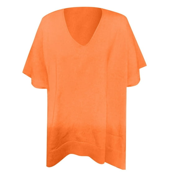 JAJAHO Womens Knit Batwing Short Sleeve Shirts Soft Loose Fit Pullover ...