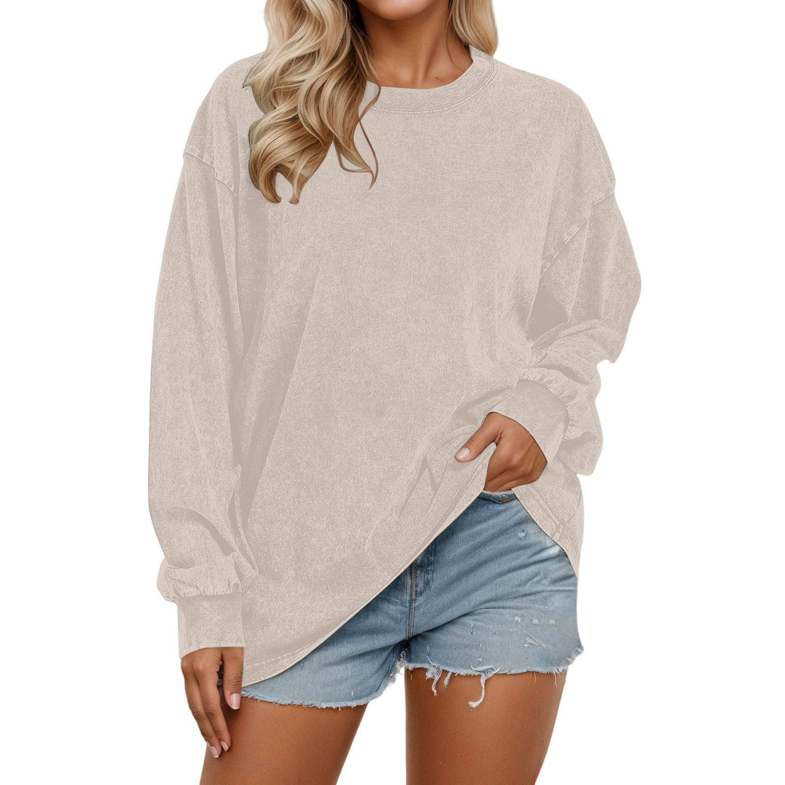 JAJAHO Womens Oversized Long Sleeve T Shirts Vintage Washed 2026 Basic ...