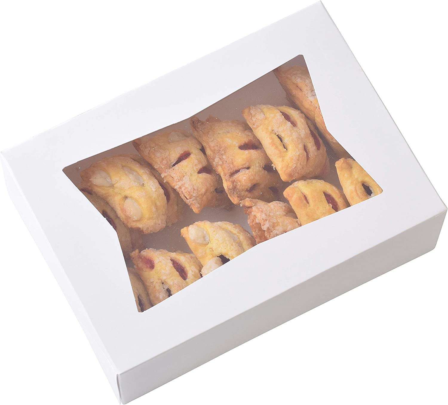 JAK Industrial 8 x 5.75 x 2.5 Inch White Bakery Boxes with Windows ...
