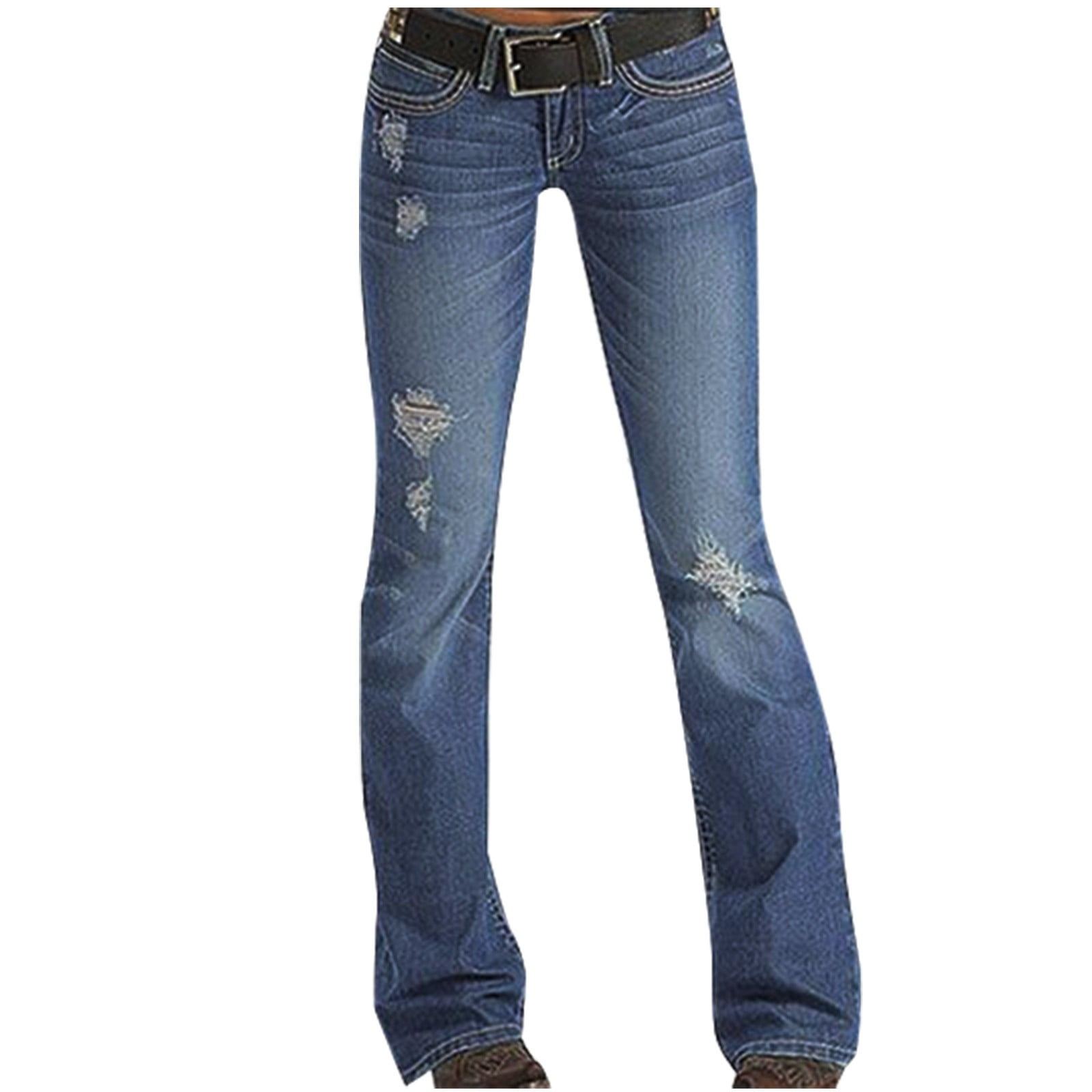 JAKANYQ Female Demi Pants Blue Straight Tube Loose Summer New Look ...