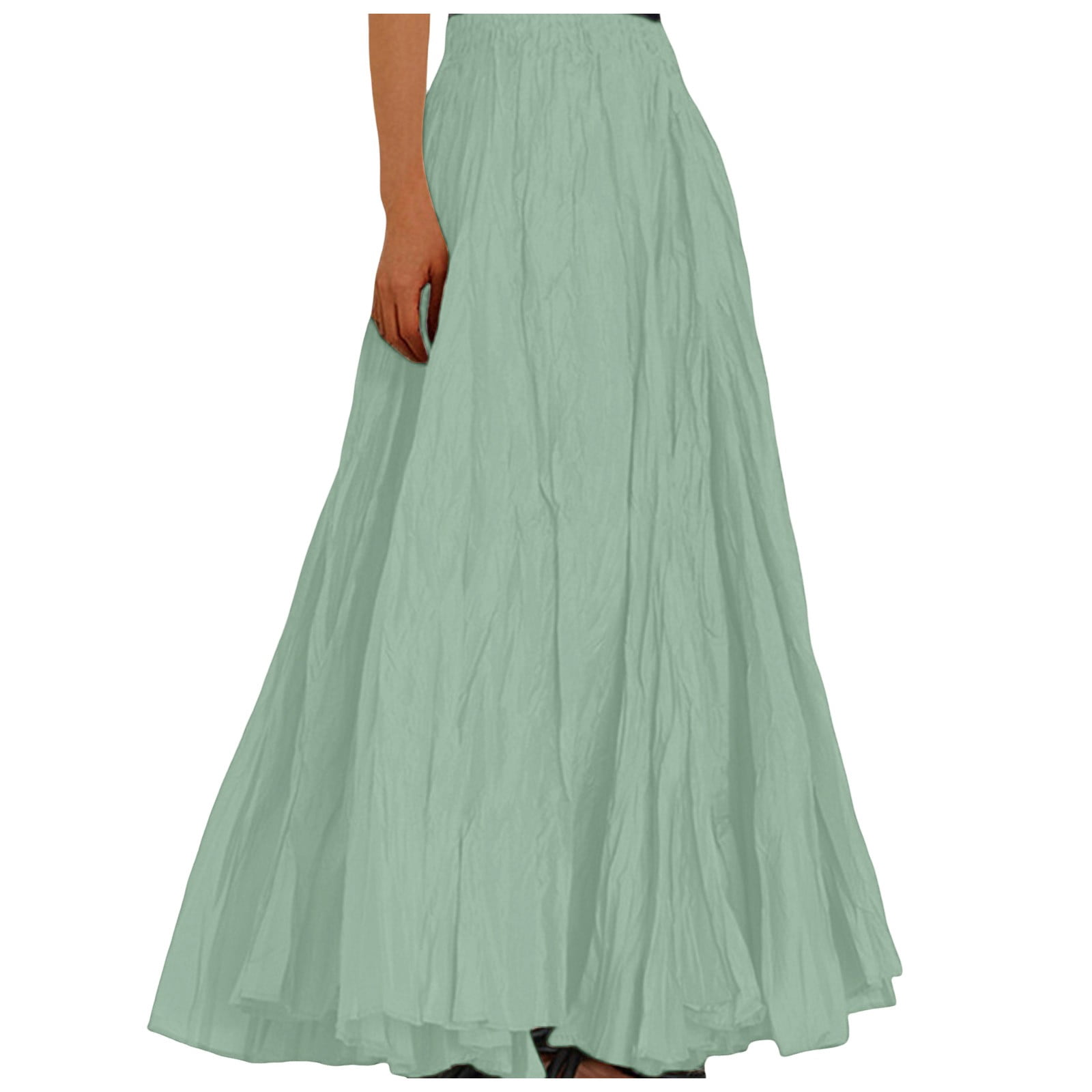 JAKANYQ Female Skirts Fashion Casual High Waist Fold A Skirts Solid ...