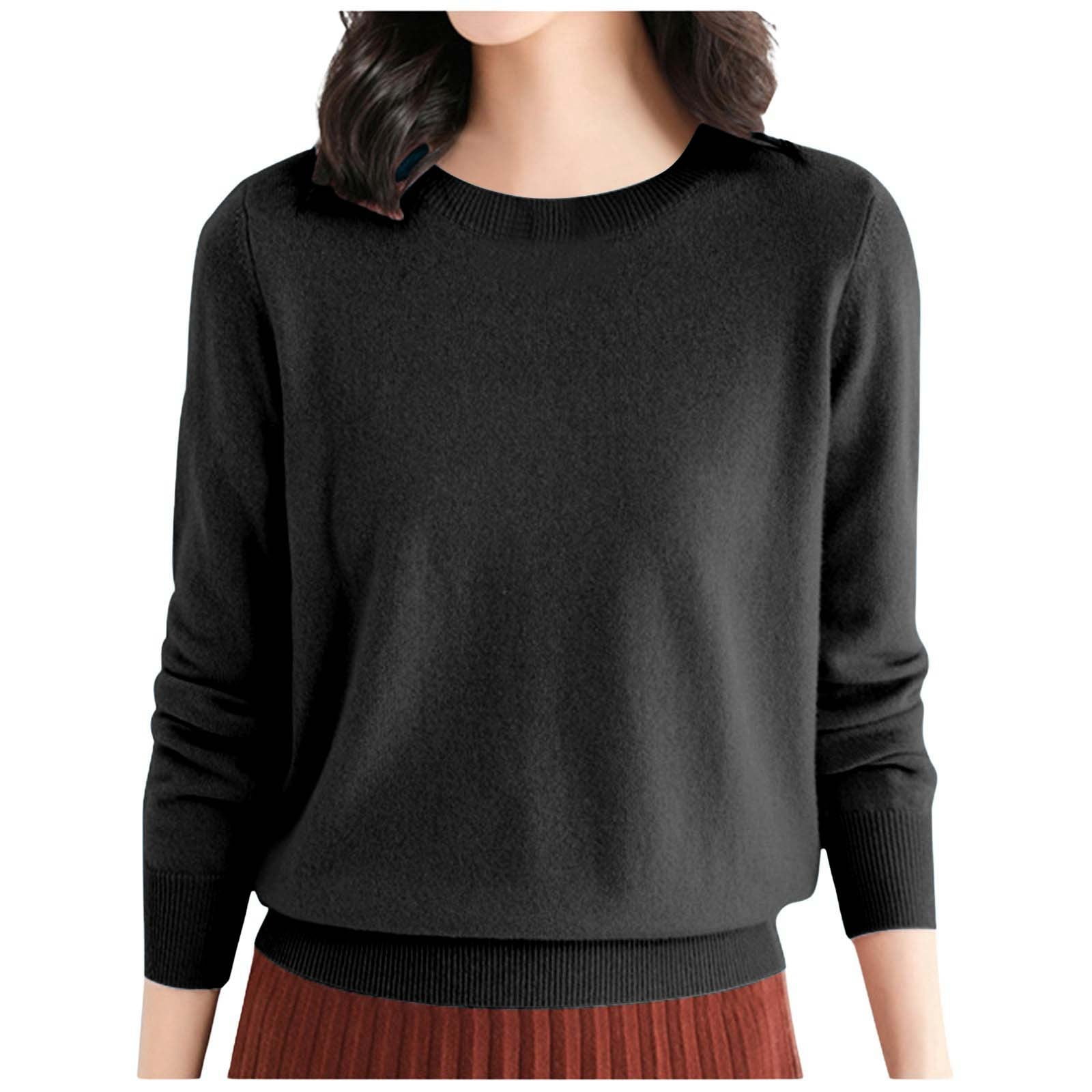 JAKANYQ Female Sweaters Casual Loose Fit Knitted Pullover Sweater Low ...