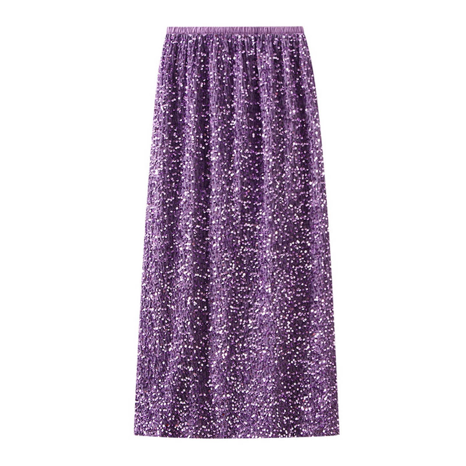 JAKANYQ Ladies' Skirts Sequined Slit Straight Long Hip Hugging Skirt ...