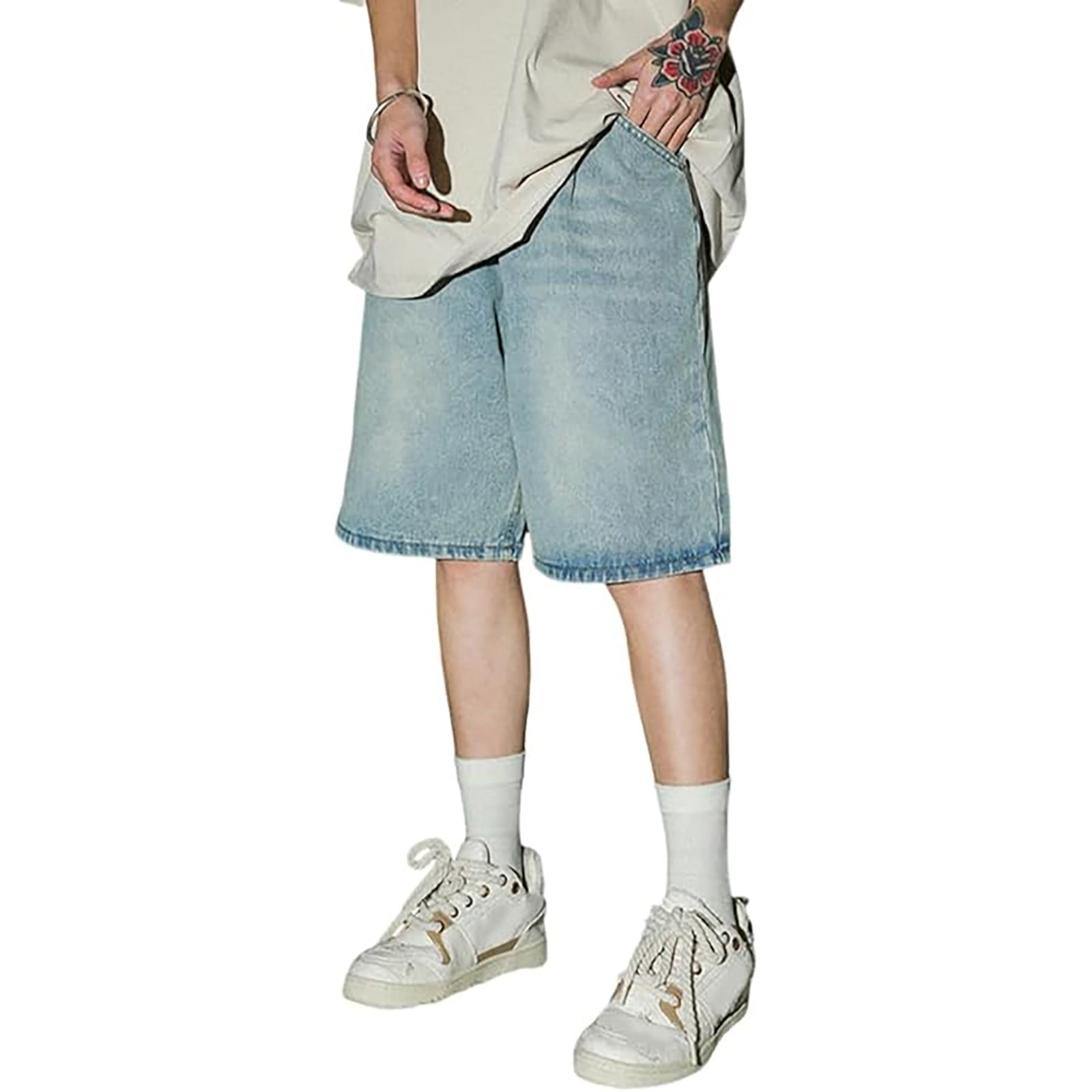 JAKANYQ Men's Shorts Baggy Jorts Baggy Fit Jeans Street Dance ...