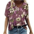 JAKANYQ T Shirts Summer Floral Print Plus Size Tops Short Sleeve V-Neck ...