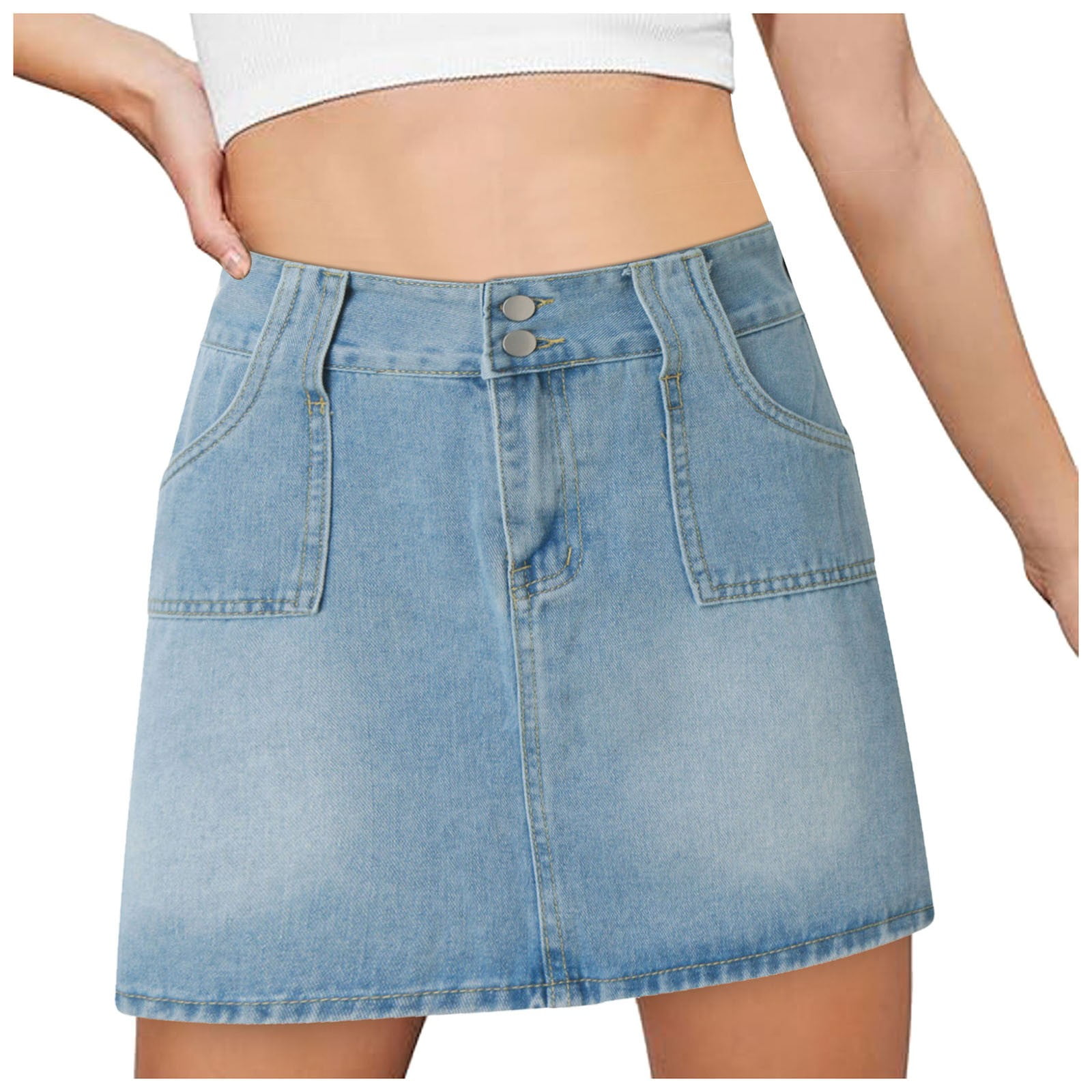 JAKANYQ Woman's Skirts Fashionable Loose Fitting Casual Denim Short ...