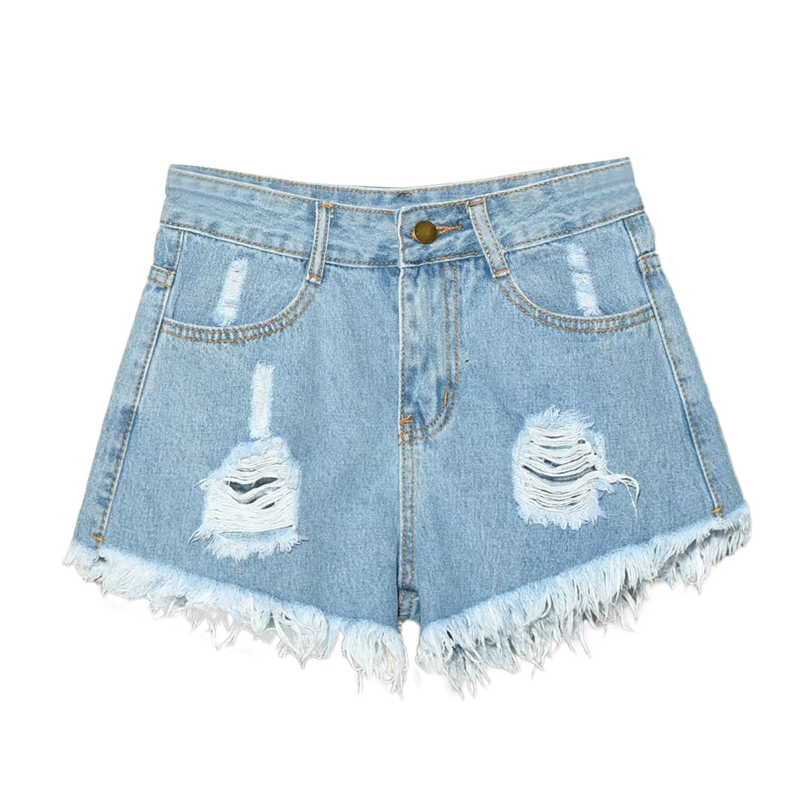 JAKANYQ Womens Demi Pants Ripped High Waisted Denim Shorts Classic ...
