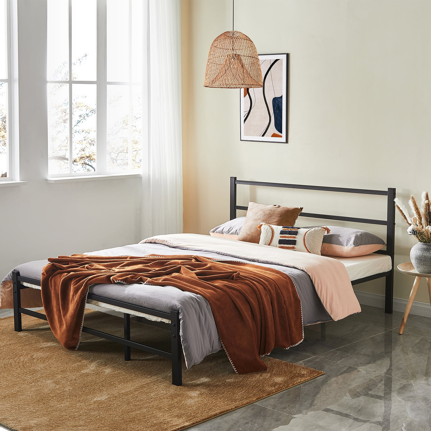 JAKOOLA Metal Full Bed Frame with 14 Support Legs Strong Steel Mattress ...