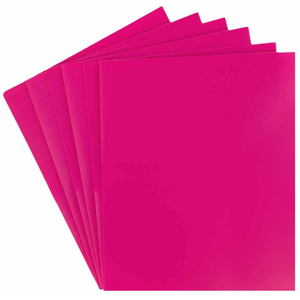 JAM Heavy Duty Plastic Two Pocket Presentation Folders, Fuchsia Pink, 6 ...