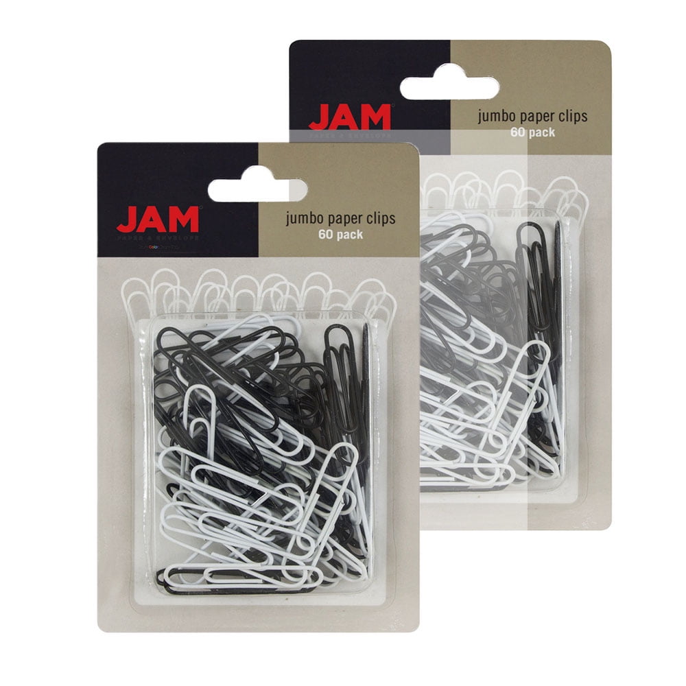 JAM Jumbo Paper Clips, Black & White, Large, 2 Packs of 60 - Walmart.com