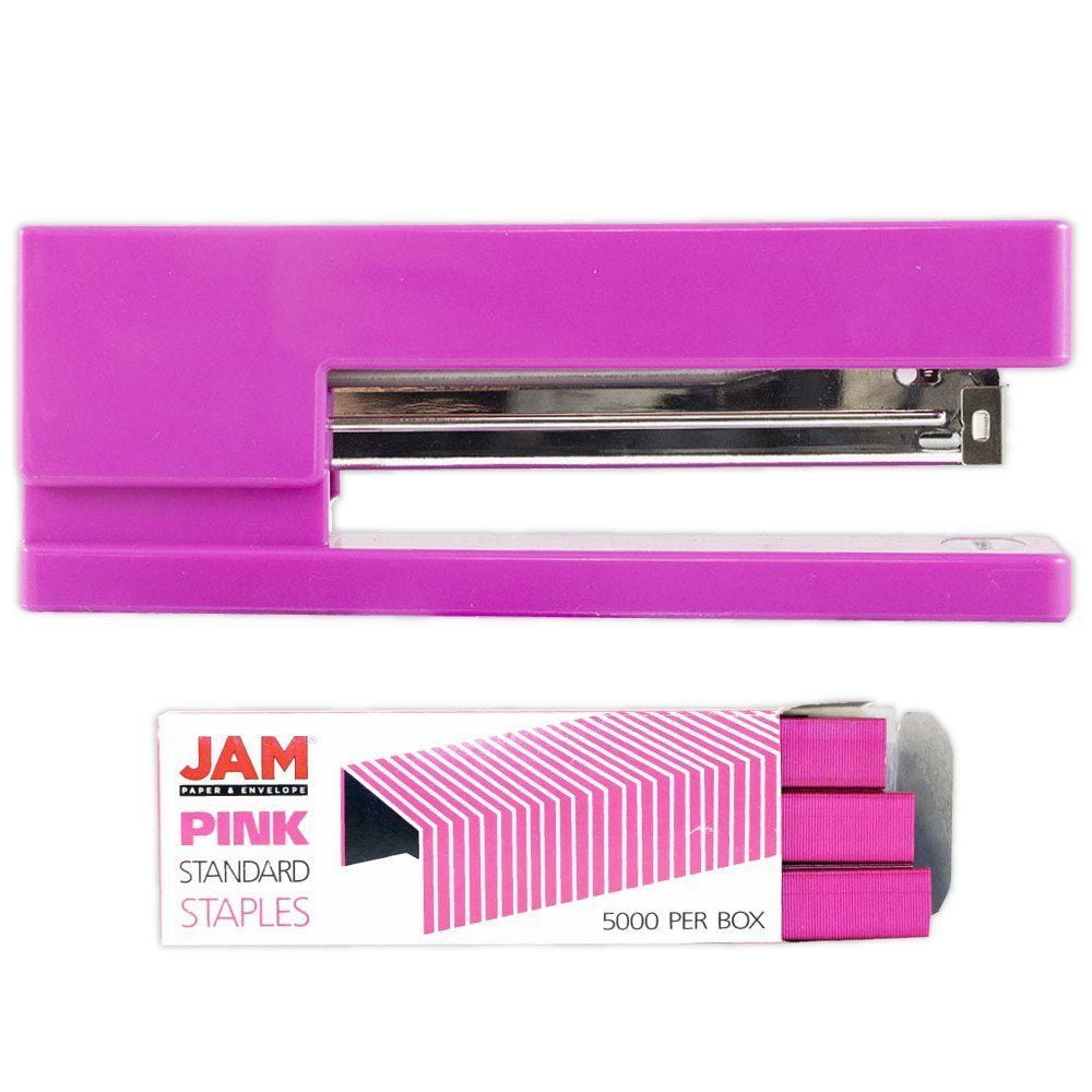 JAM Office & Desk Set, Fuchsia Pink, 2/Pack, 1 Stapler & 1 Staples ...