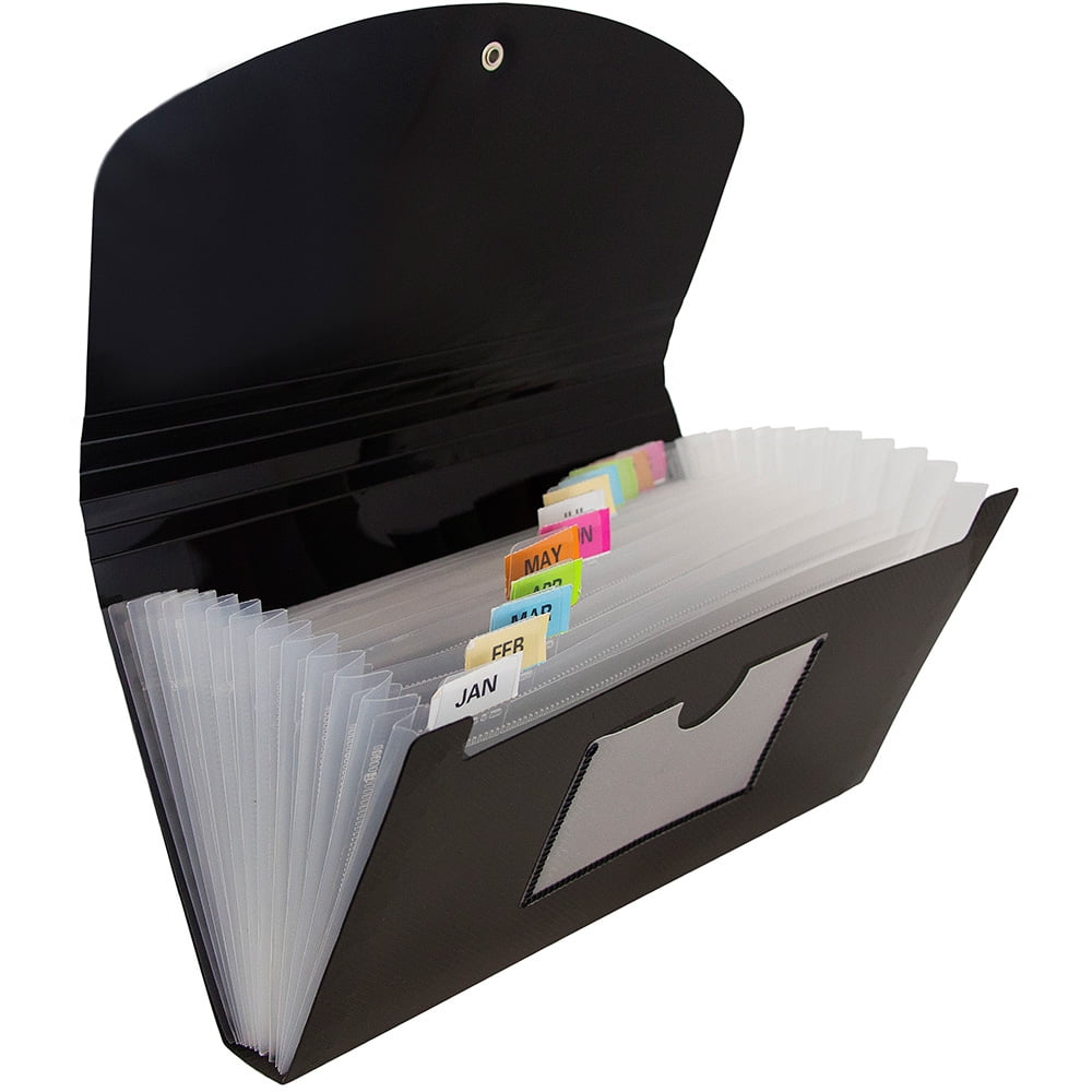 JAM Paper 13 Pocket Expanding File, Black, 1/Pack, Check Size, 5 x 10 1 ...
