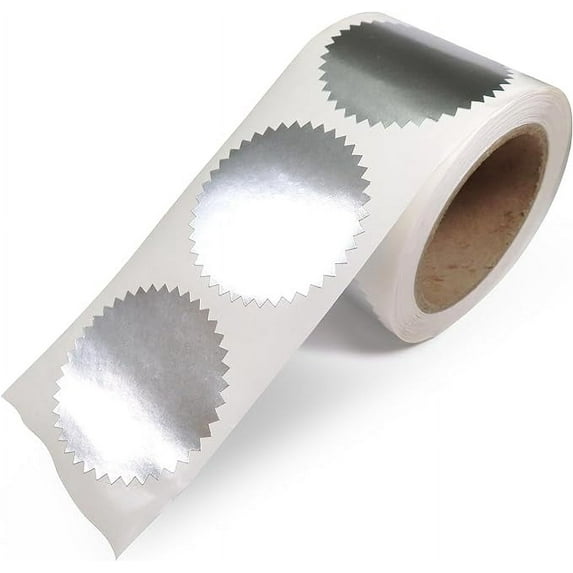 JAM Paper 2" Round Silver Metallic Certificate Wafer Seals Serrated ...