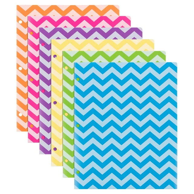 JAM Paper 3 Hole Punch Chevron Pop Folders, Assorted Fashion, 9.5 x 11. ...