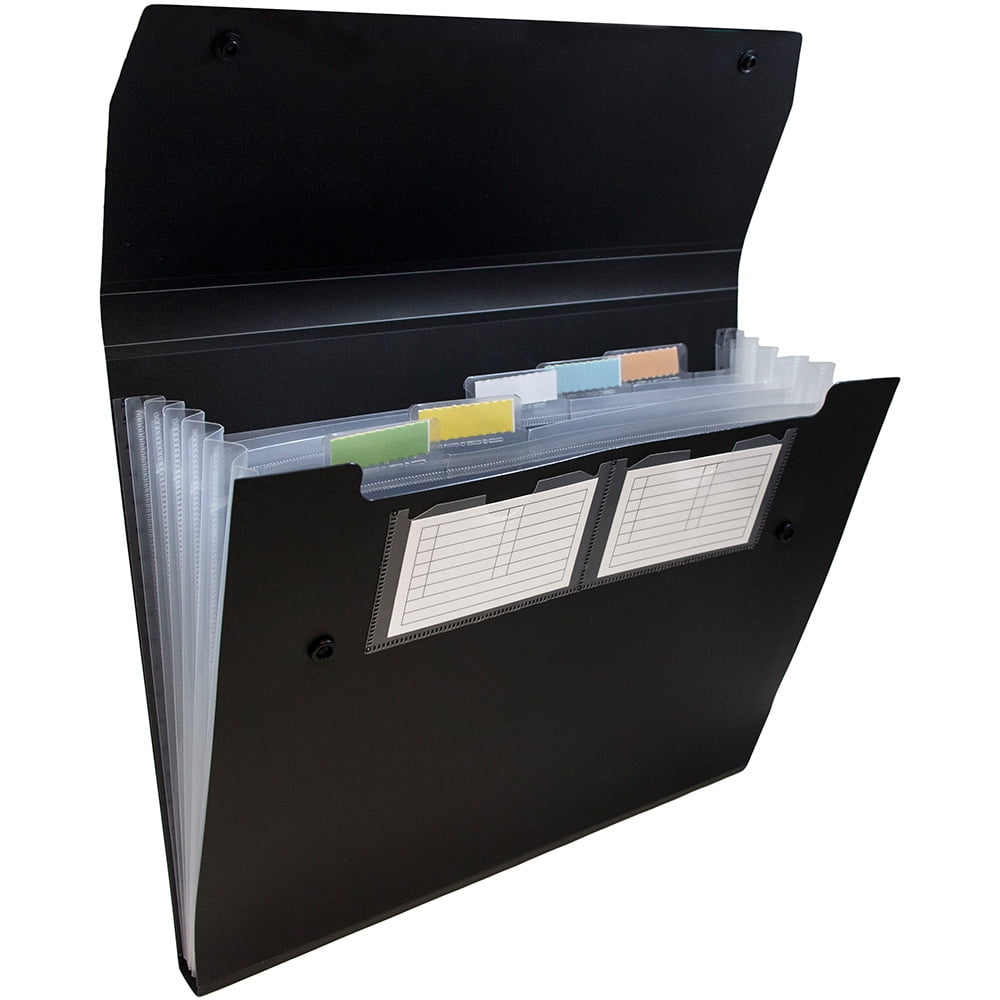 JAM Paper 6 Pocket Expanding File, Black, 1/Pack, Letter Size, 9 x 13 ...