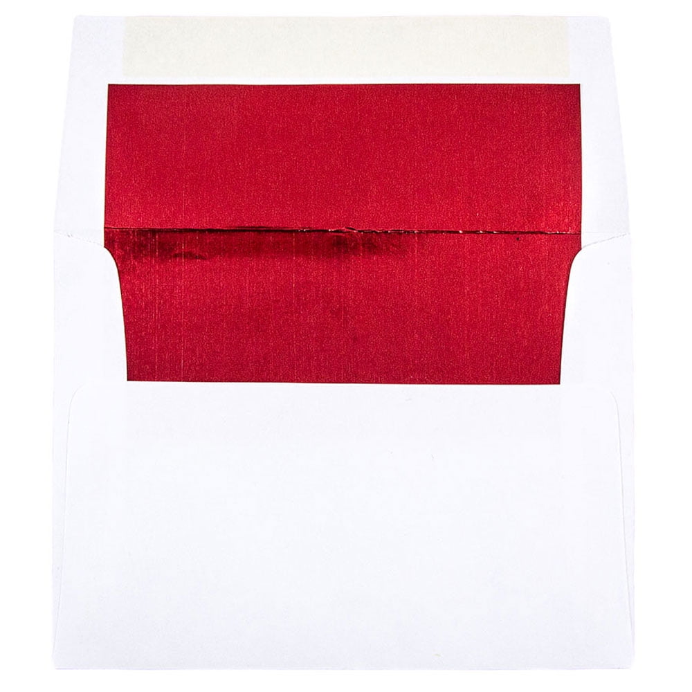 JAM Paper A2 Foil Invitation Envelopes, 4 3/8 x 5 3/4, White with Red ...