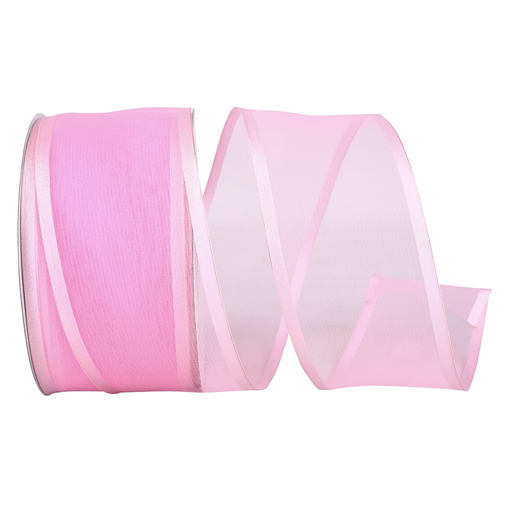 JAM Paper All Occasion Light Pink Nylon Ribbon, with Sheer Satin Edge ...