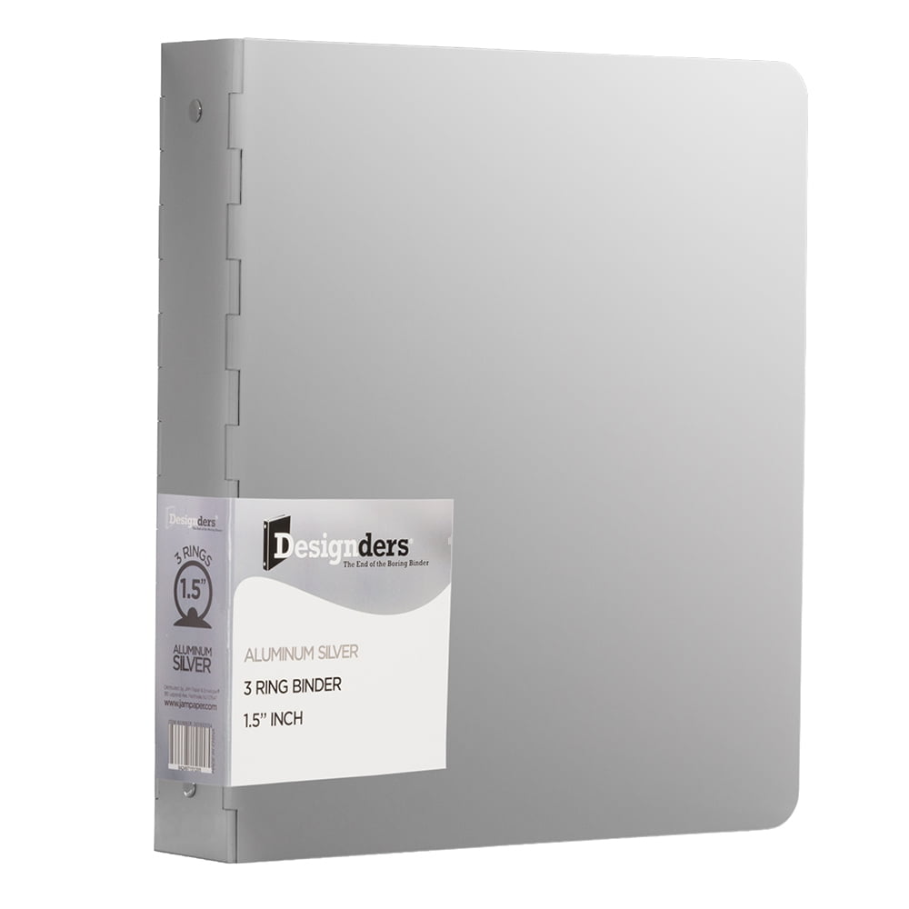 JAM Paper Aluminum 1.5-inch Binders, 3 Metal Rings, Silver, 1/Pack ...