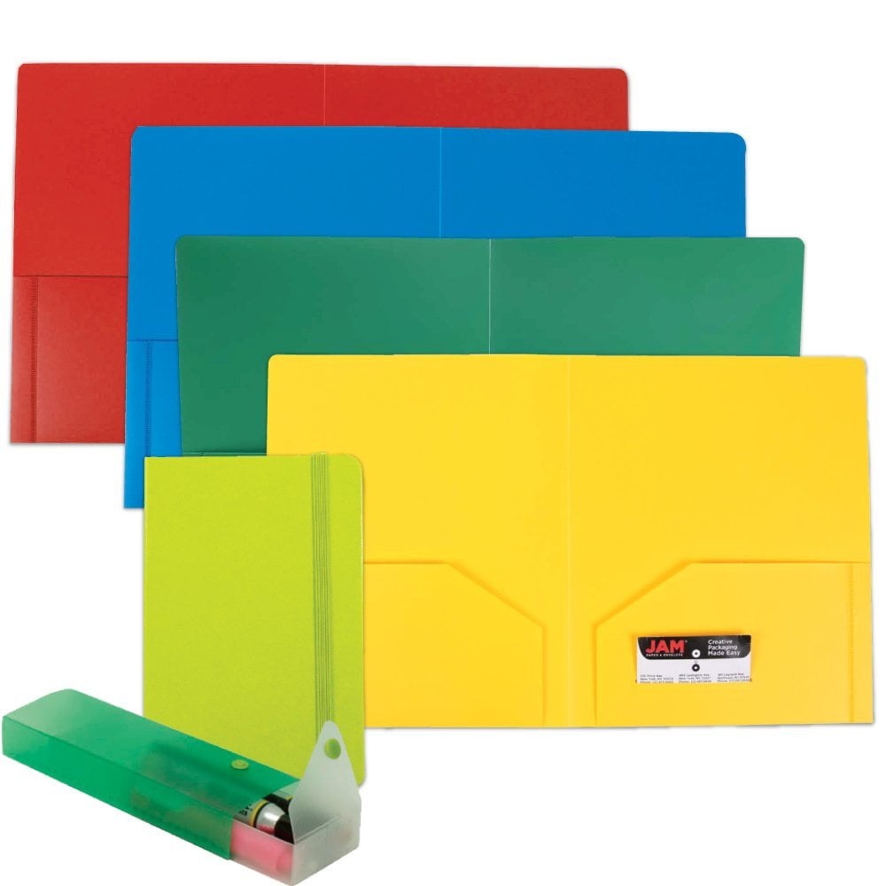 JAM Paper Back To School Assortments, Green, 4 Heavy Duty Folders ...