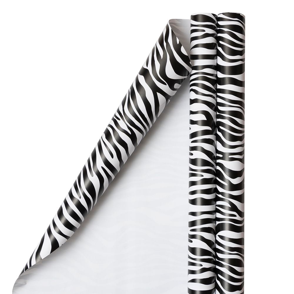 JAM Paper Black & White Zebra Wrapping Paper, 50 Sq ft. Total, 2 per ...
