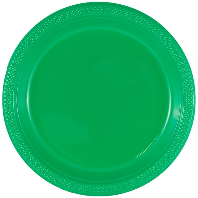 JAM Paper Bulk Round Plastic Party Plates, Green, 200/Box, Medium, 9 ...