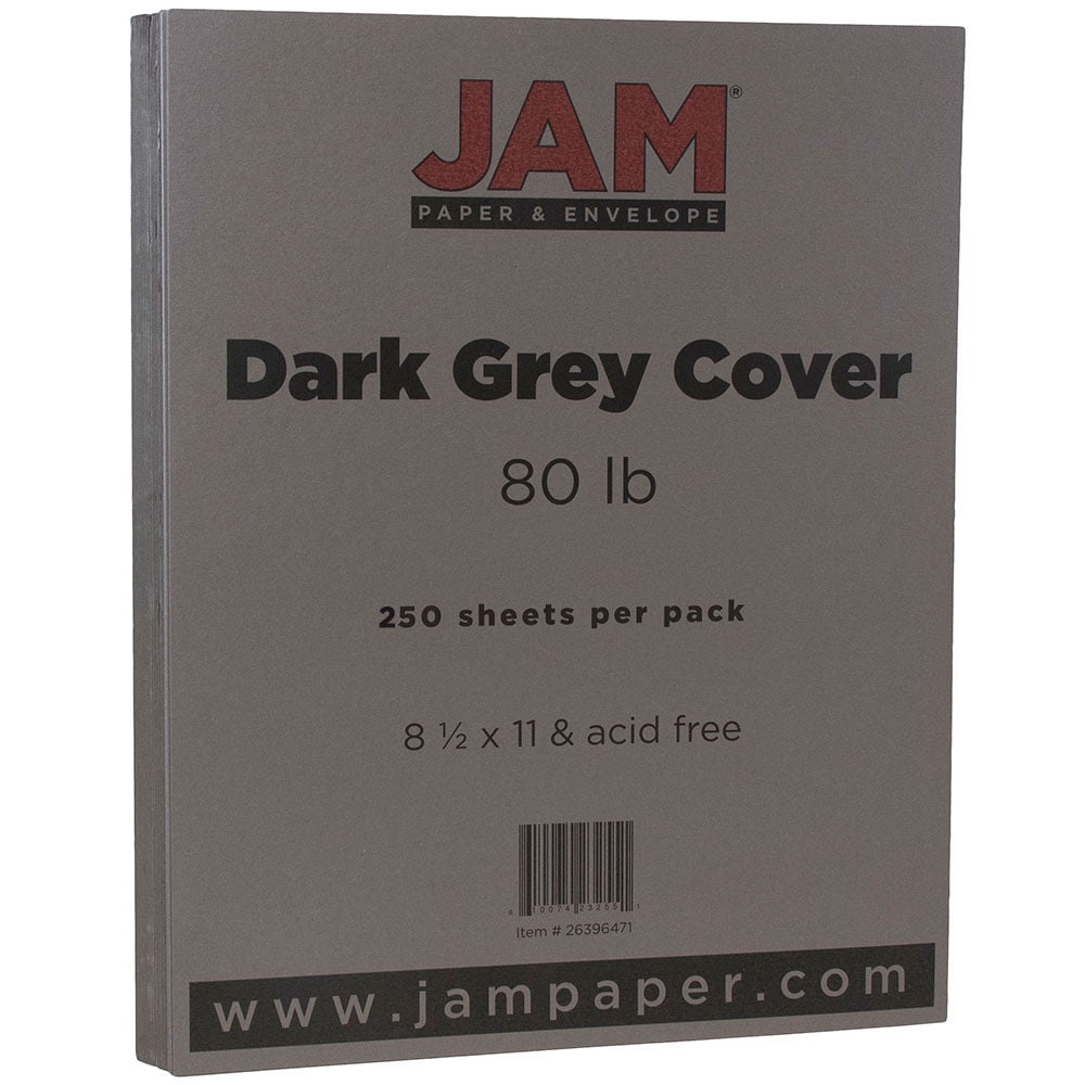 JAM Paper Cardstock, 8 1/2 x 11, 80lb Dark Gray, 250 per Pack - Walmart.com