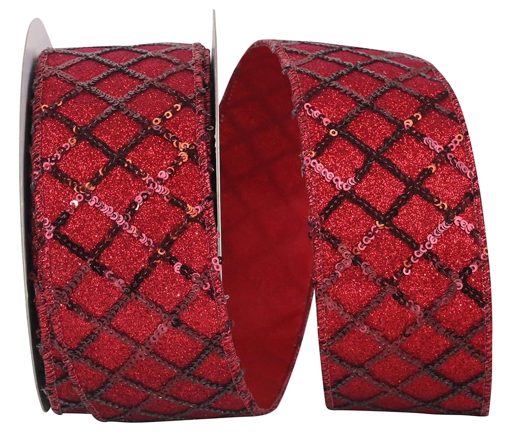 JAM Paper Christmas Red Polyester Sequin Ribbon, 360" x 2.5" - Walmart.com