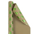 JAM Paper Christmas Wrapping Paper, 25 Sq ft, 1/Pack, Kraft Green Trees ...