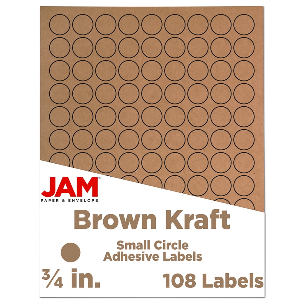 JAM Paper Circle Label Sticker, 0.75 in, Brown Kraft, 108 Round Labels ...