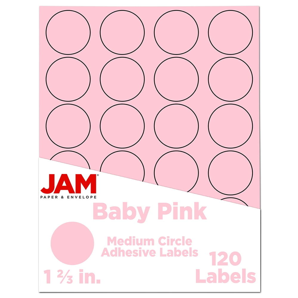 JAM Paper Circle Label Sticker, 1 2/3 in, Baby Pink Pastel, 120 Labels ...