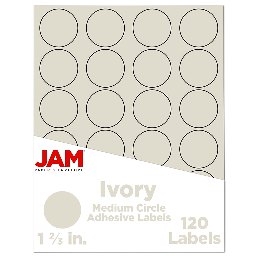 JAM Paper Circle Label Sticker Seals, 1 2/3 in Diameter, Ivory, 120 ...