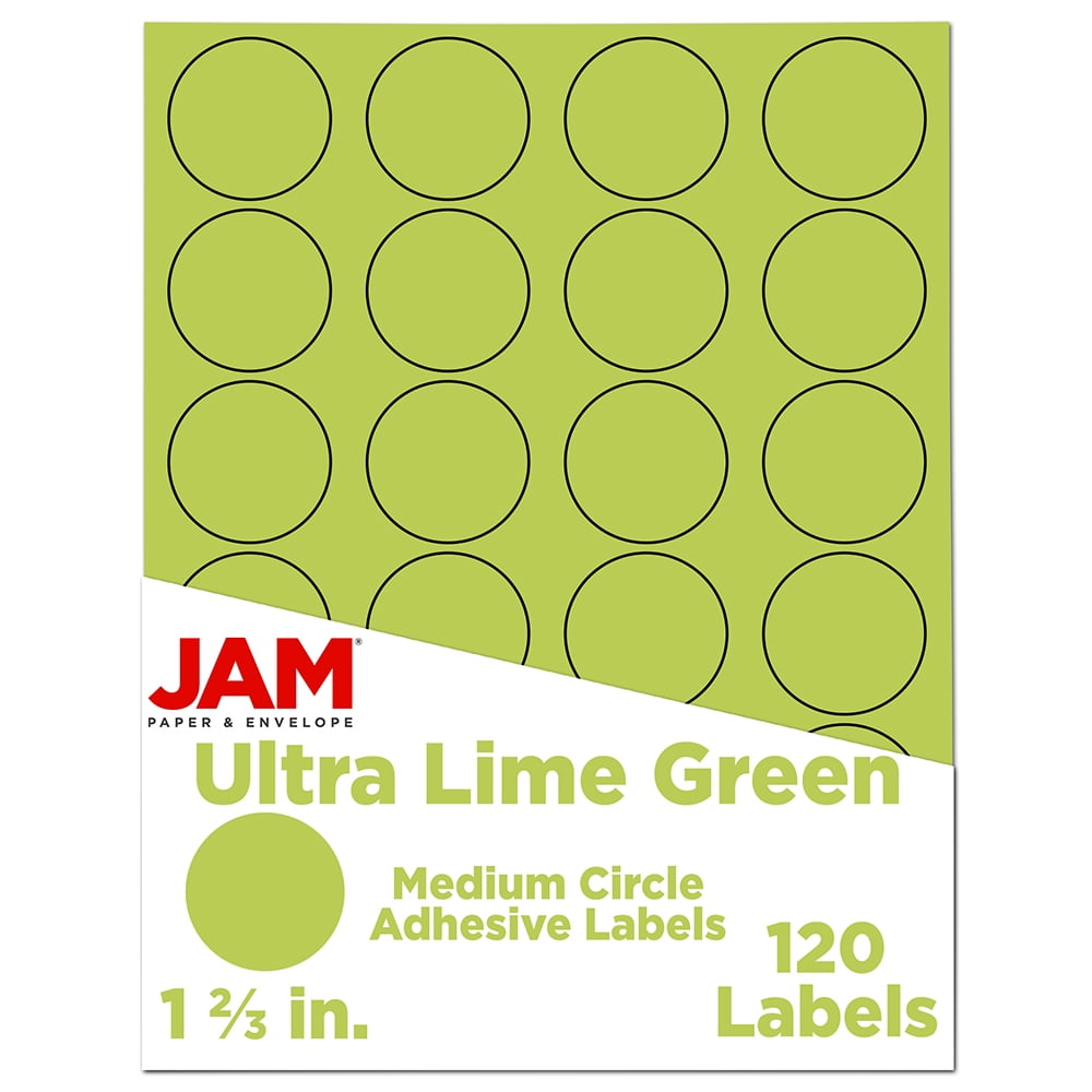 JAM Paper Circle Label Sticker Seals, 1 2/3 in Diameter, Lime Green ...